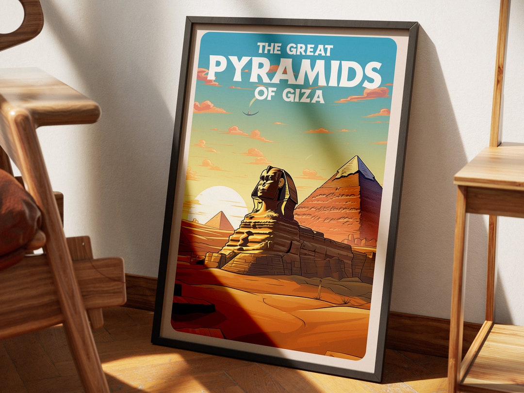 The Great Pyramids of Giza Print Great Pyramids Travel Poster Pyramids ...