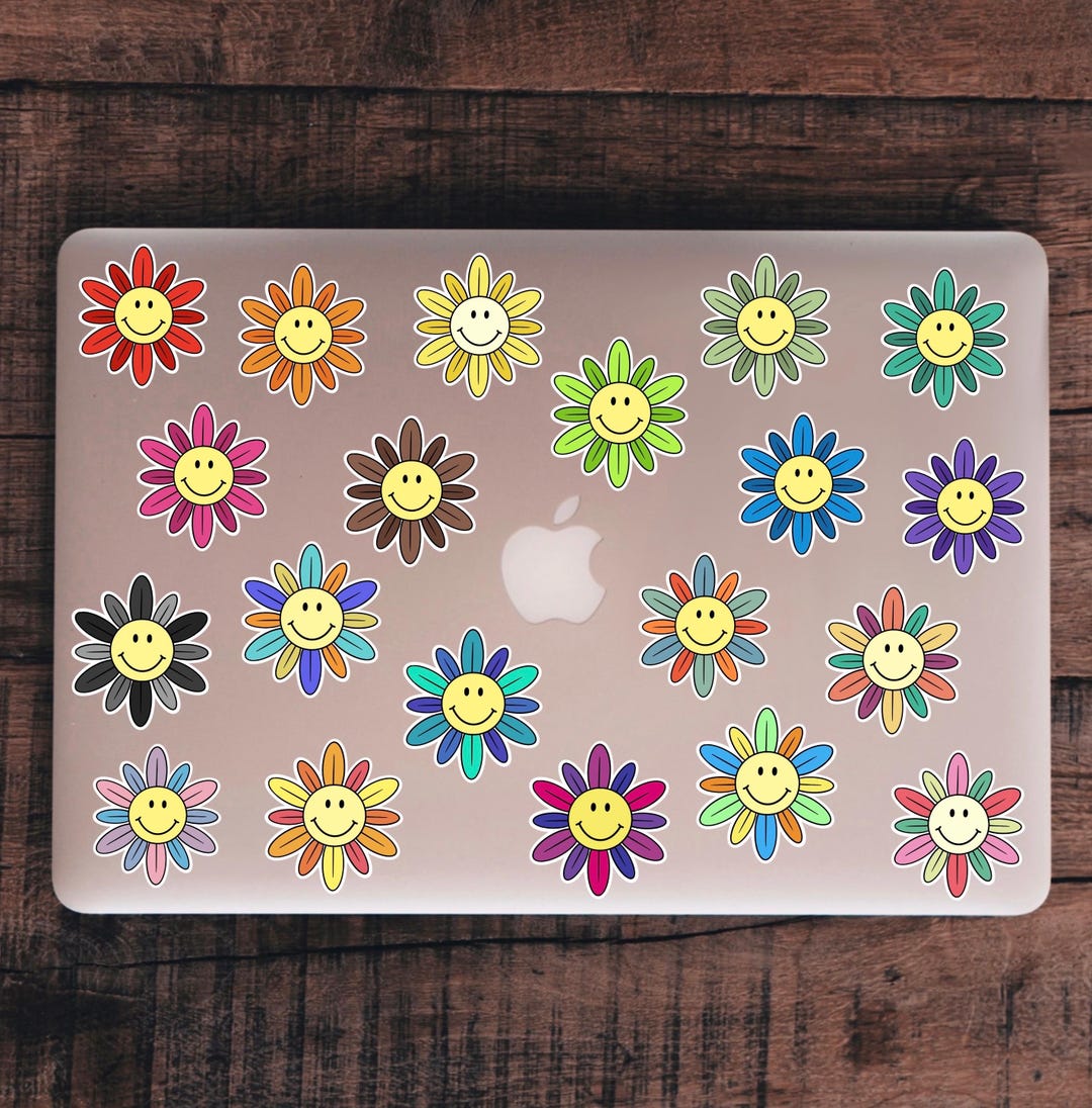 Smiley Flower Stickers - Etsy
