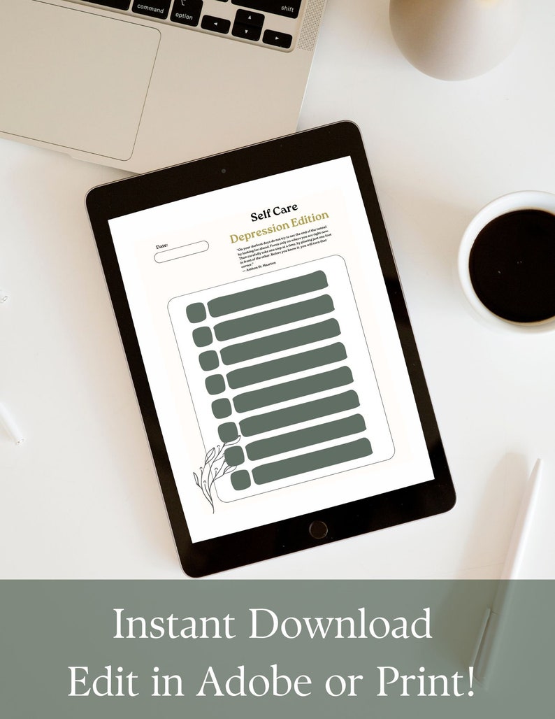 Self Care Checklist, Depression Checklist, Wellness Printable, Daily ...
