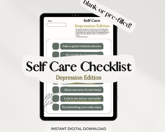 Self Care Checklist, Depression Checklist, Wellness Printable, Daily Wellbeing, Mental Health ...
