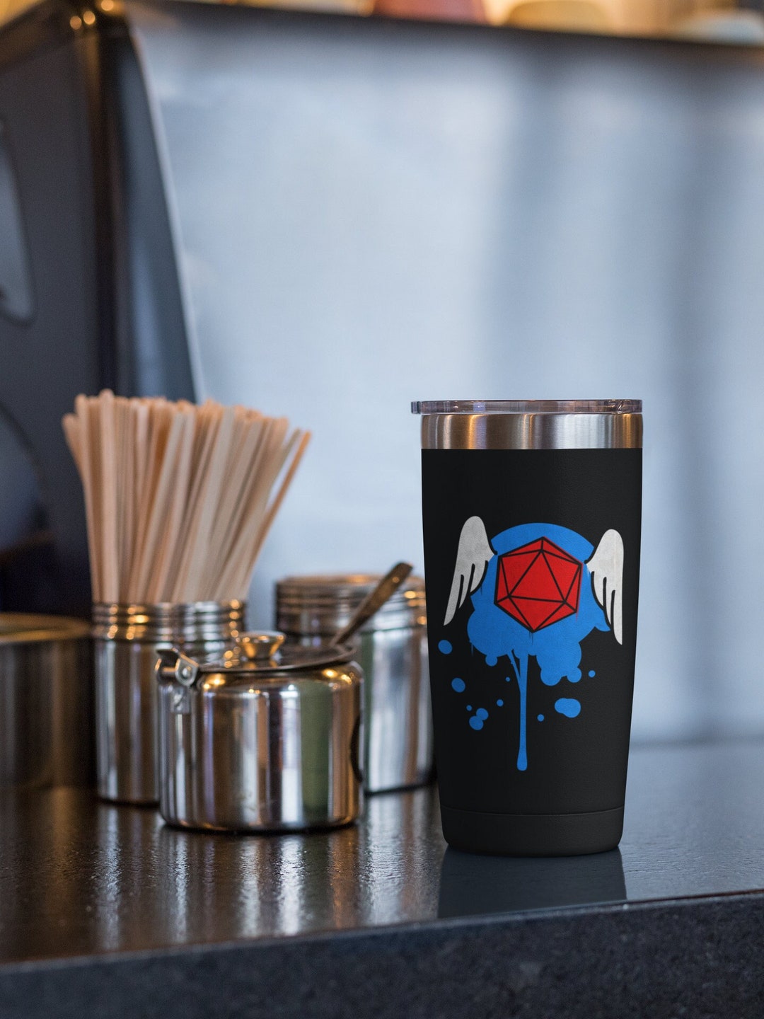 Graffiti D20 Winged Dice Street Art Tumbler | Dungeons and Dragons ...