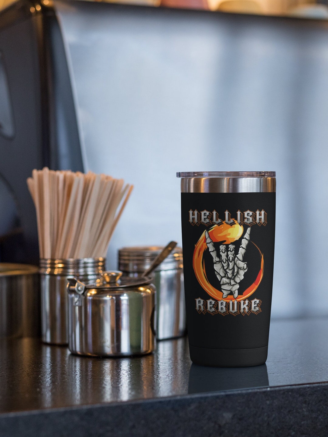 Hellish Rebuke Warlock Vintage Band Logo Tumbler | Dungeons and Dragons ...