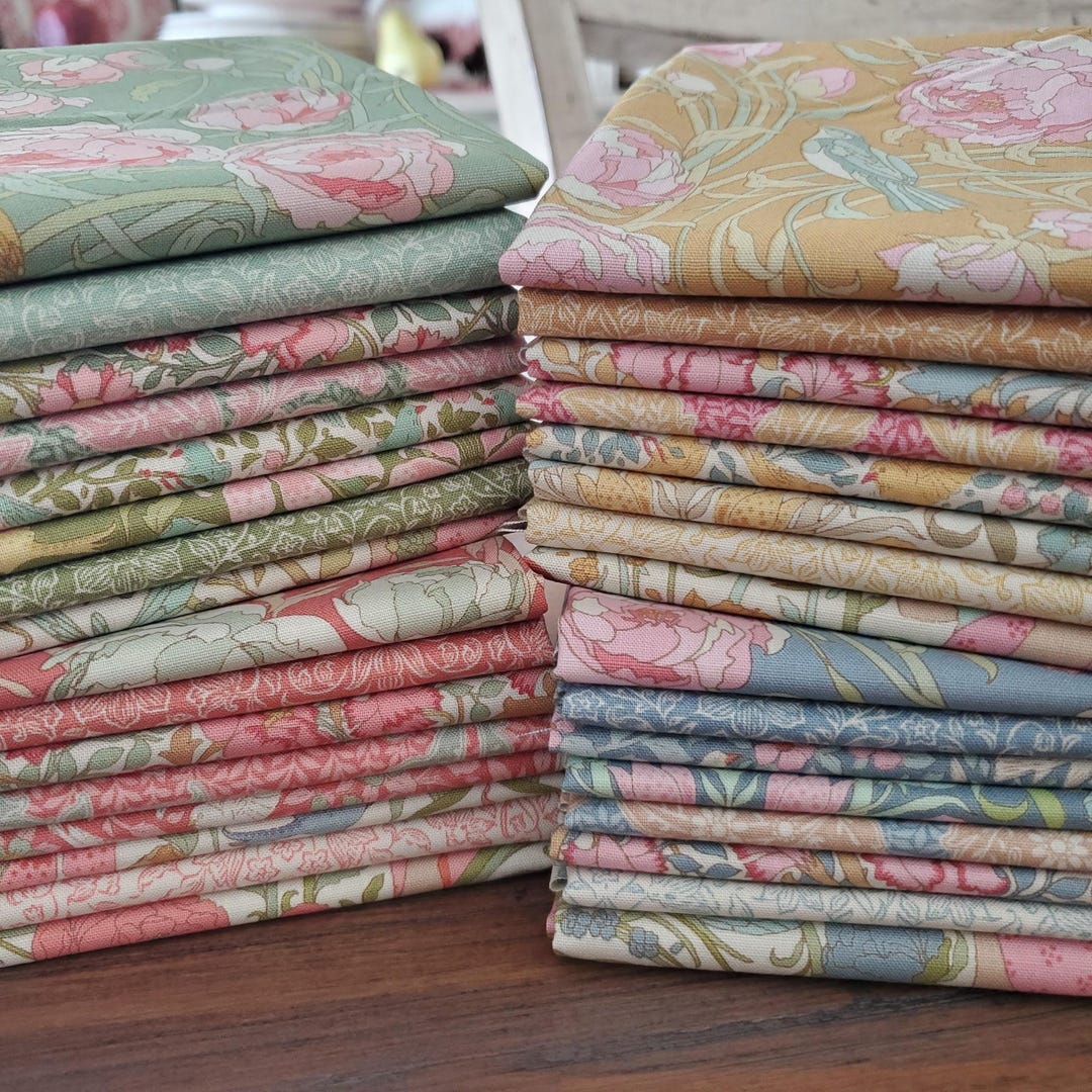 Tilda Songbird Fat Quarter Bundles - Green/coral/mustard/blue - Tone ...