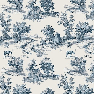 Bluegrass Charm Fabric - Navy Toile Yardage - by Melissa Mortenson ...