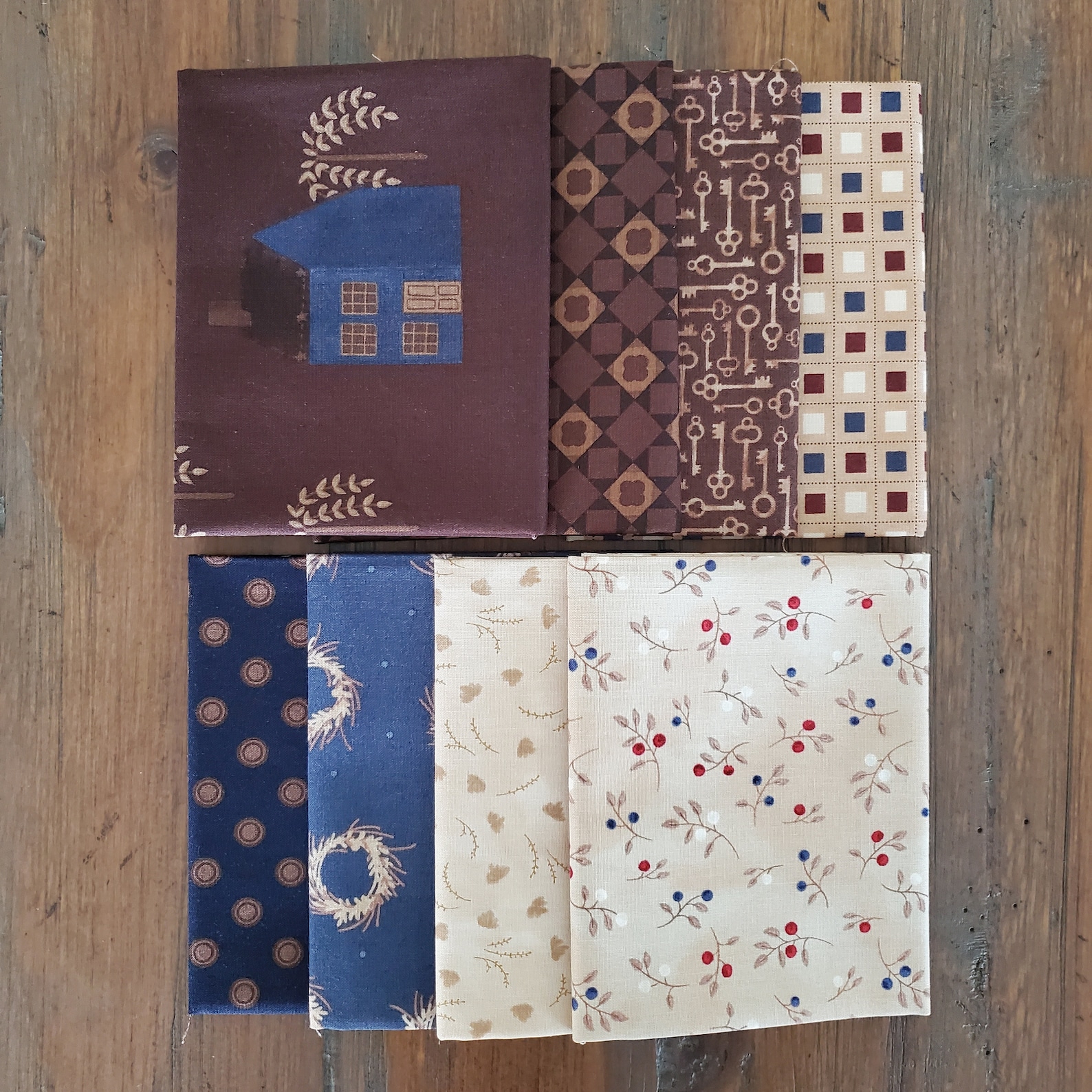 Huckleberry Saltbox Fat Quarter Bundles - Brown/oatmeal/independence ...