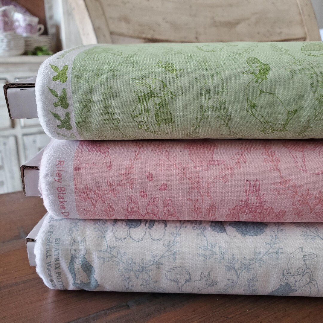 Peter Rabbit & Friends Fabric - Toile Yardage - Fern/pink/cloud - Riley ...