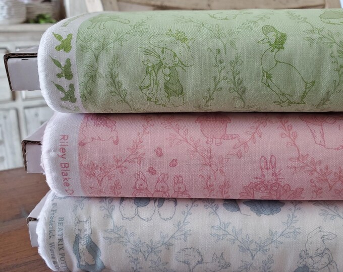 Peter Rabbit & Friends Fabric - Toile Yardage - Fern/pink/cloud - Riley ...