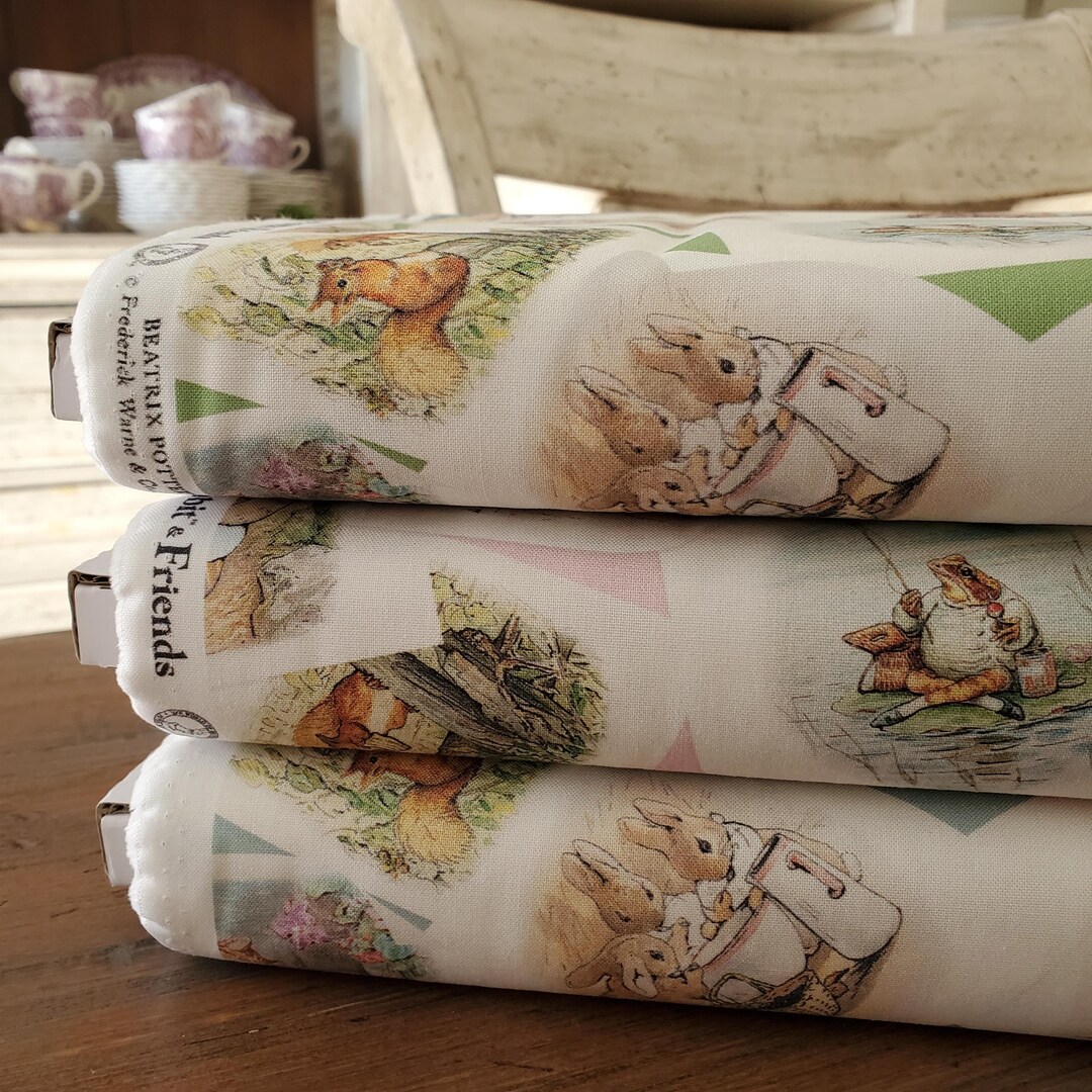 Peter Rabbit & Friends Fabric - Main Print Yardage - Green/pink/blue ...