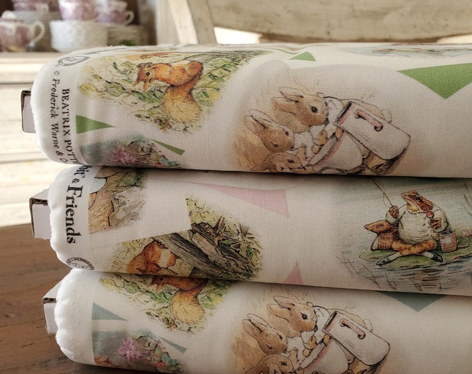 Peter Rabbit & Friends Fabric - Main Print Yardage - Green/pink/blue ...