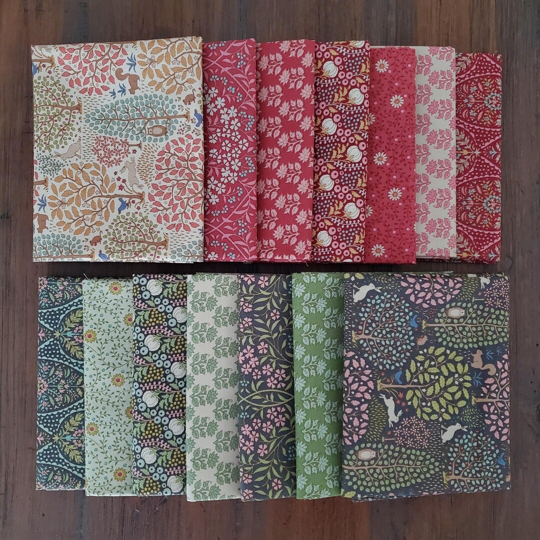 Tilda Sanctuary Fat Quarter Bundles - 2 Colorways - Maroon/rhubarb ...