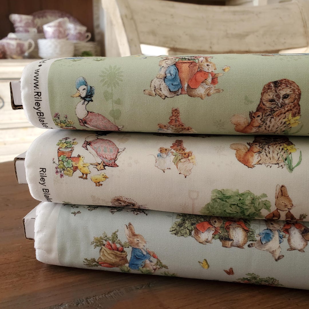 Peter Rabbit & Friends Fabric - Characters Yardage - Fern/cloud/blue ...