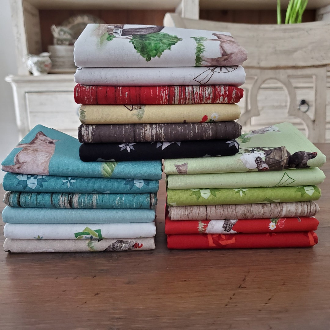 Spring Barn Quilts Fatquarter Bundles - Parchment/teal/green - by Tara ...