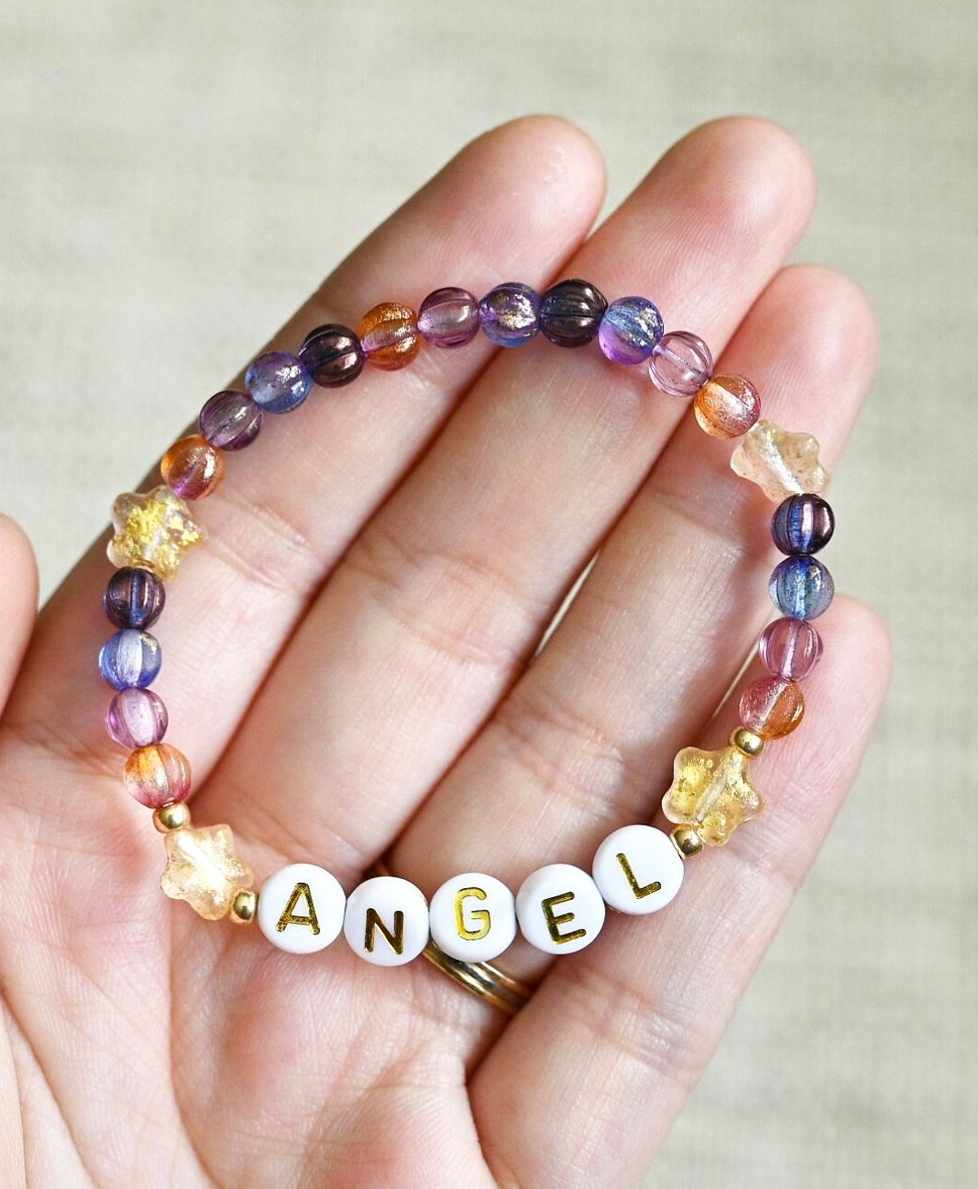 Custom Word of the Year Bracelet, Multi-color Quote Worded Beaded ...