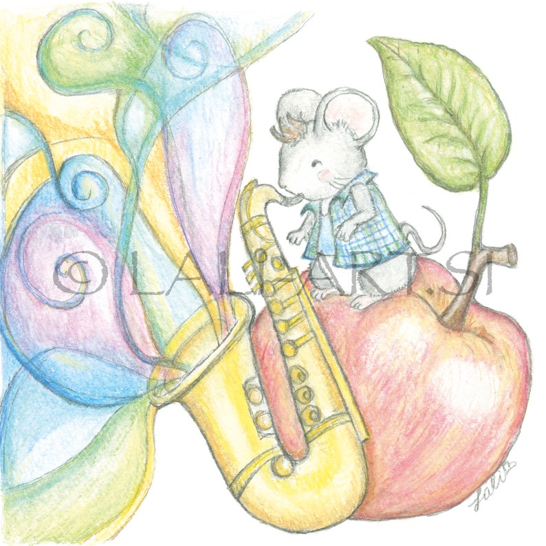 Mouse With Saxophone, Digital Download, TIFF PNG PDF, Laliart, Instant ...