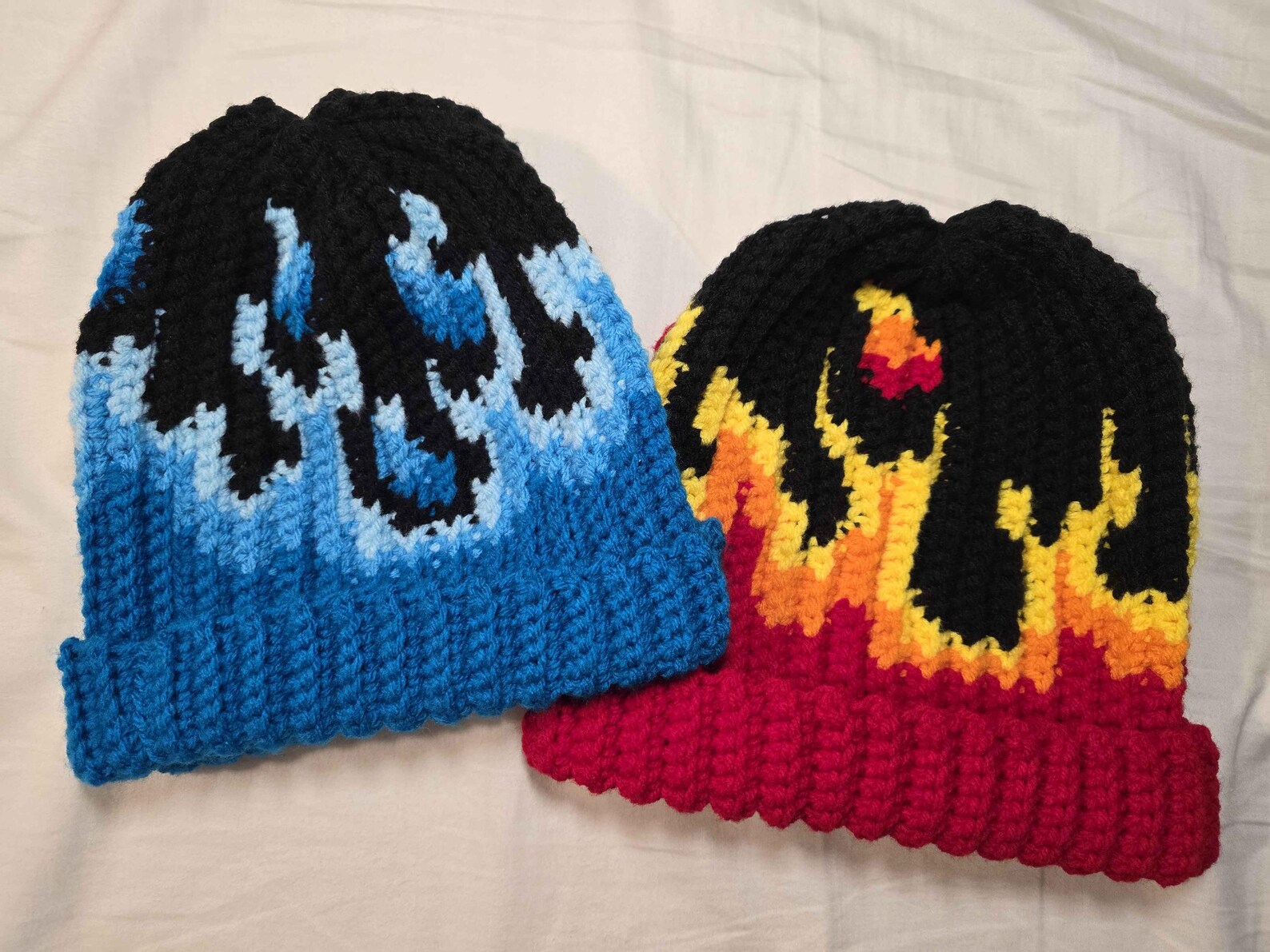 Flame / Fire Patterned Crochet Beanie - Etsy