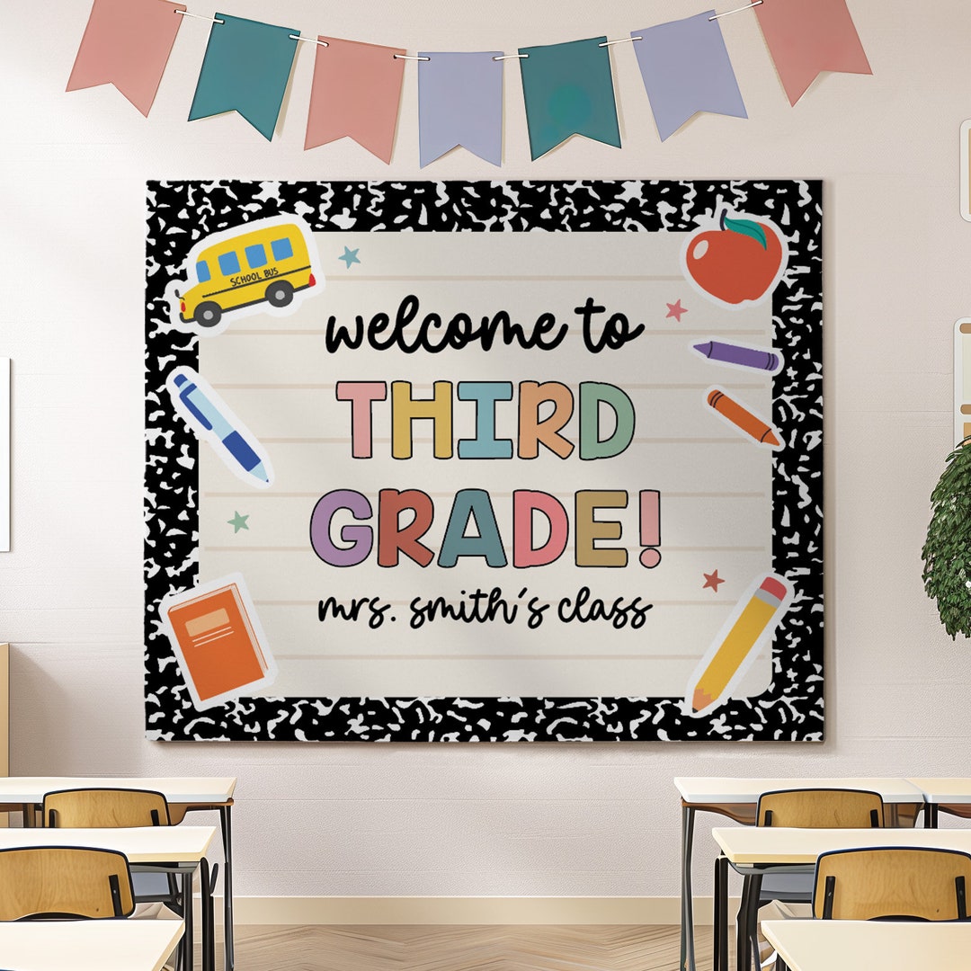 Custom Back to School Banner: Classroom Decor With Built-in Hang Ties ...