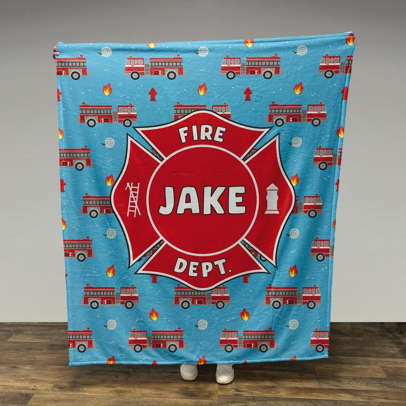 Fleece Fire Truck Blanket - Etsy