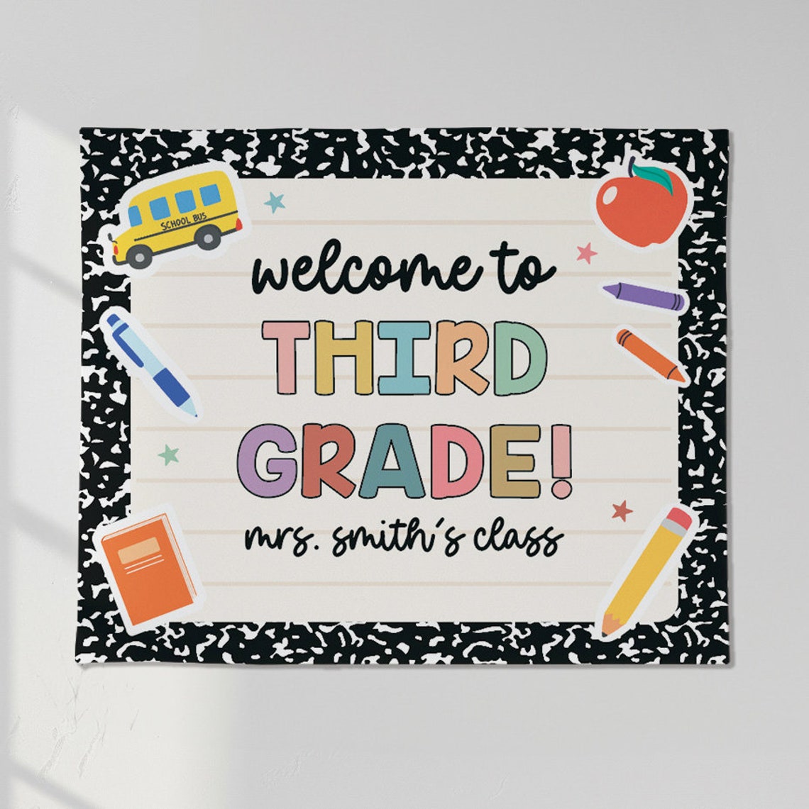 Custom Back to School Banner: Classroom Decor With Built-in Hang Ties ...
