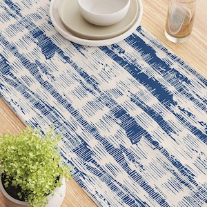 Blue Batik Stripe Table Runner, Batik Table Runner, 16"x72" Cotton ...