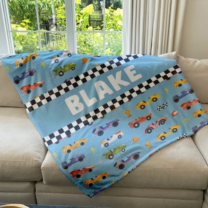 Personalized Race Car Blanket: Custom Minky Fleece Baby Blanket - Etsy