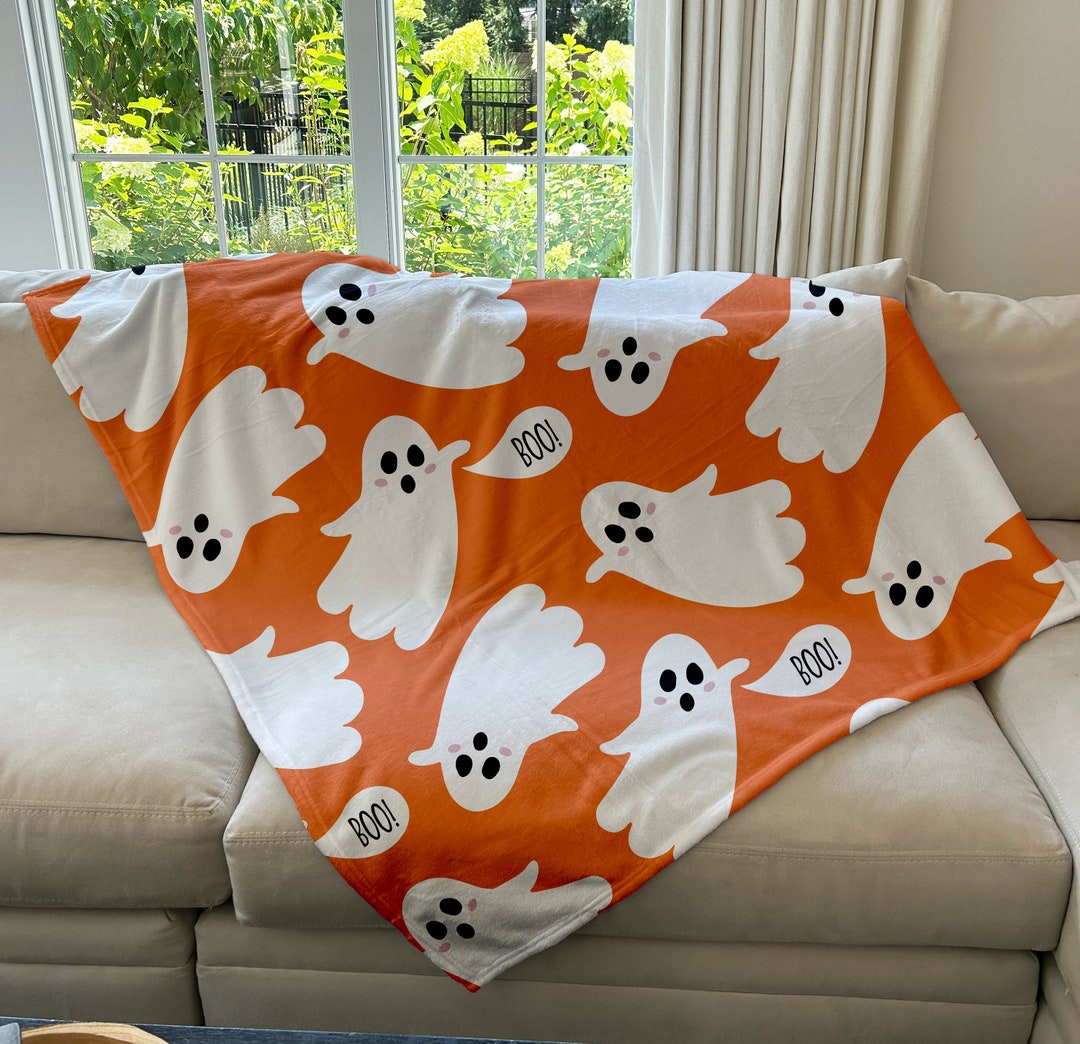 Spooky Ghosts Fleece Blanket: Halloween Decor, Custom Colors - Etsy