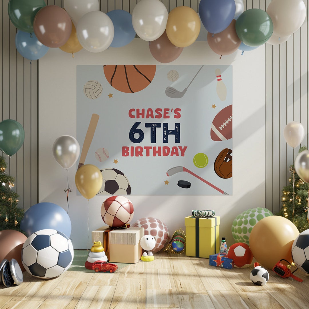 Sports Custom Birthday Banner, Personalized Birthday Banner for Kids ...