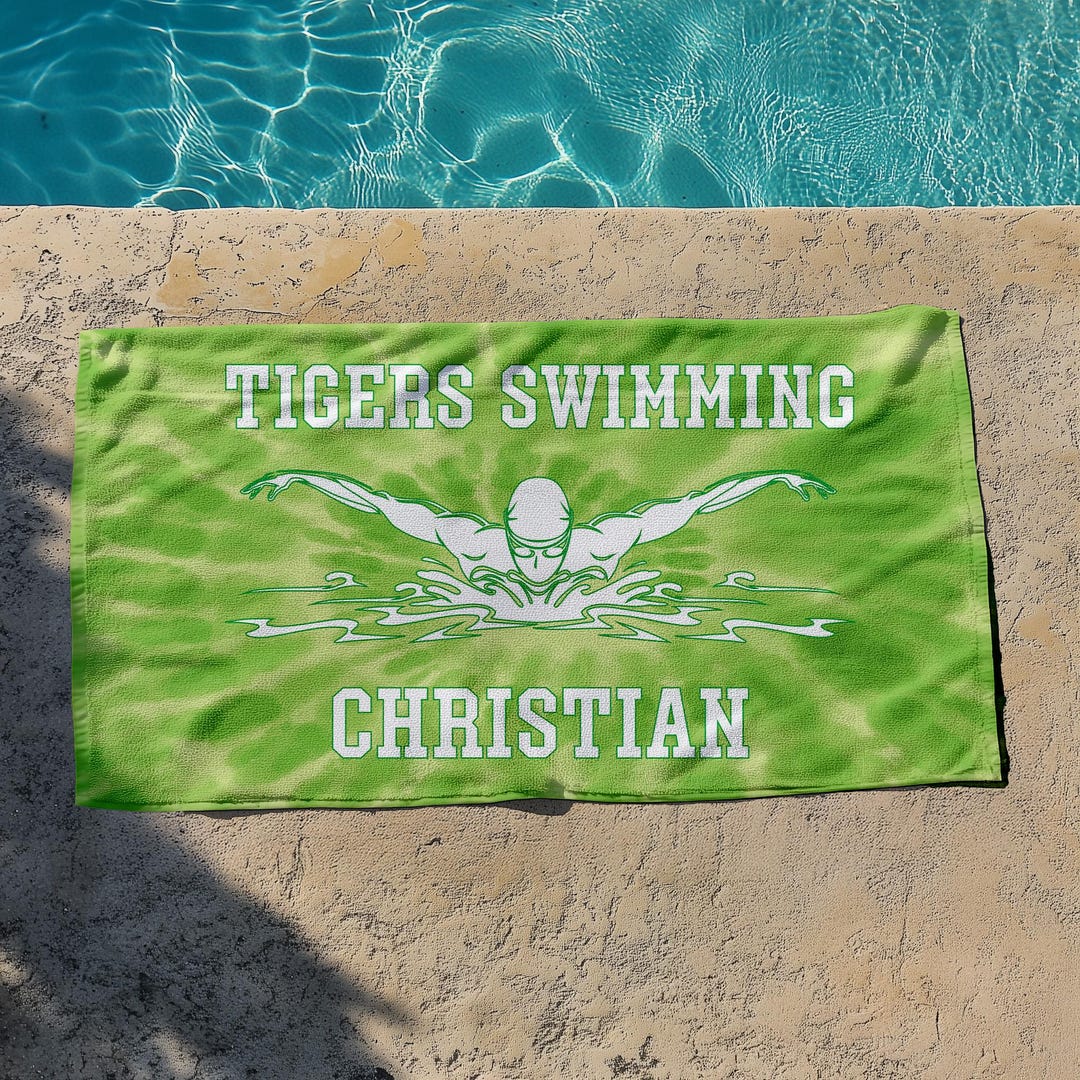 Personalized Tie-dyed Swim Team Towel: 30"x60" Custom Beach Towel - Etsy
