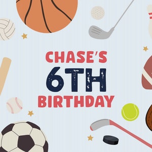 Sports Custom Birthday Banner, Personalized Birthday Banner for Kids ...