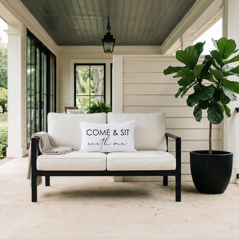 Come and Sit With Me Throw Pillow, Indoor Outdoor Porch Pillow, Cover ...