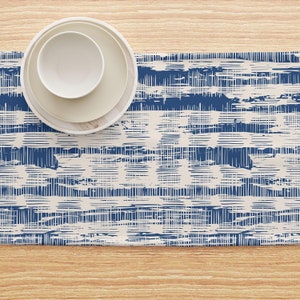 Blue Batik Stripe Table Runner, Batik Table Runner, 16"x72" Cotton ...