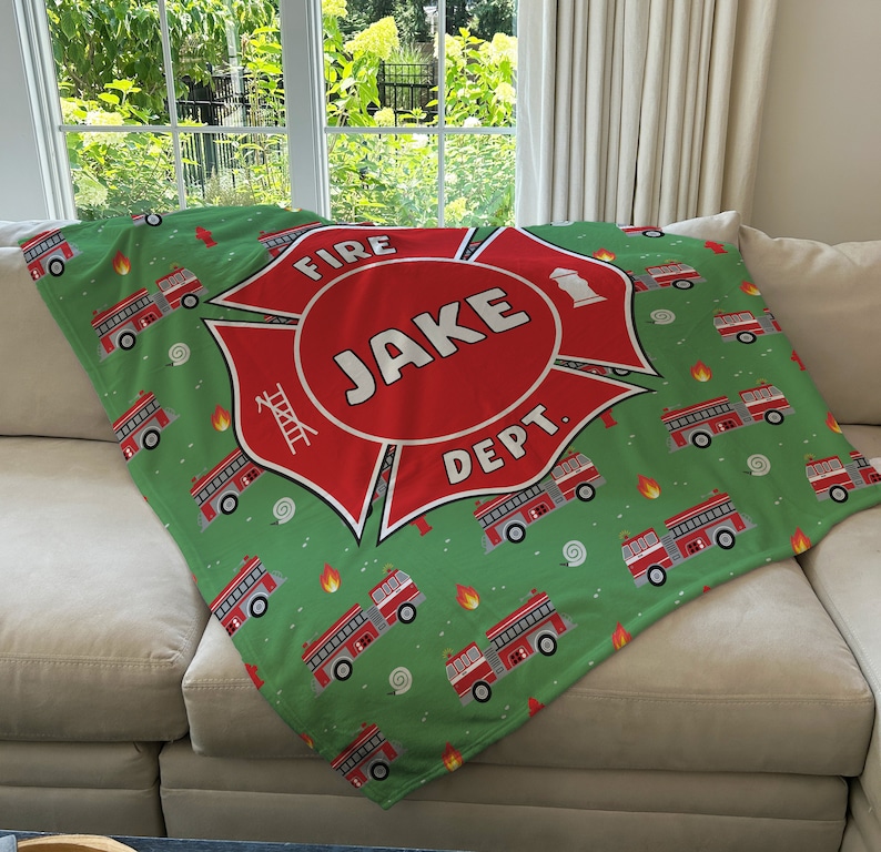 Personalized Fire Truck Blanket: Custom Minky Fleece Baby Blanket - Etsy