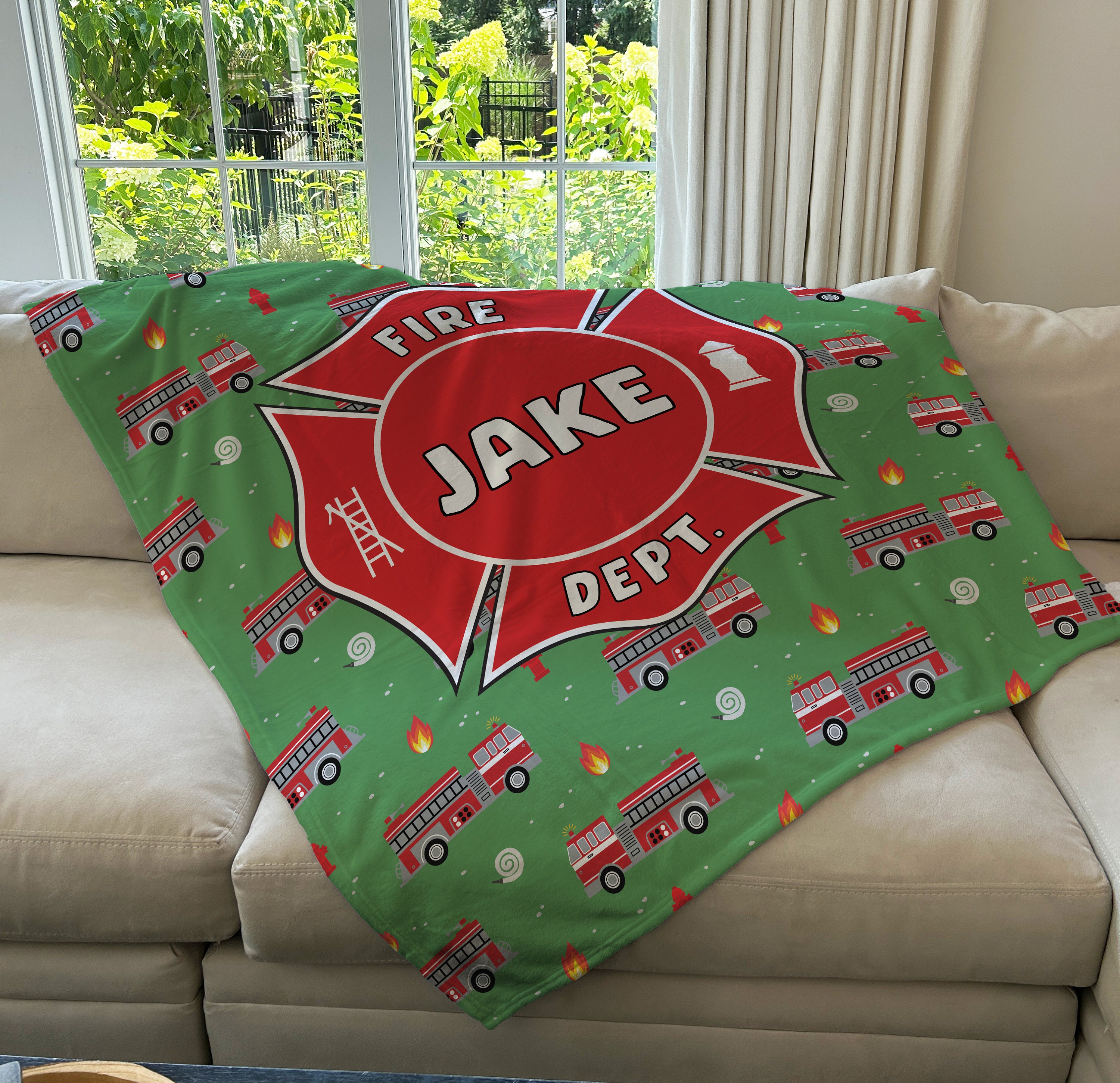 Personalized Fire Truck Blanket: Custom Minky Fleece Baby Blanket - Etsy