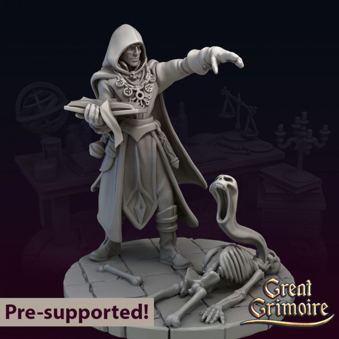 Miniature Necromancer Dnd D&D DSA Tabletop Roleplay Great Grimoire - Etsy