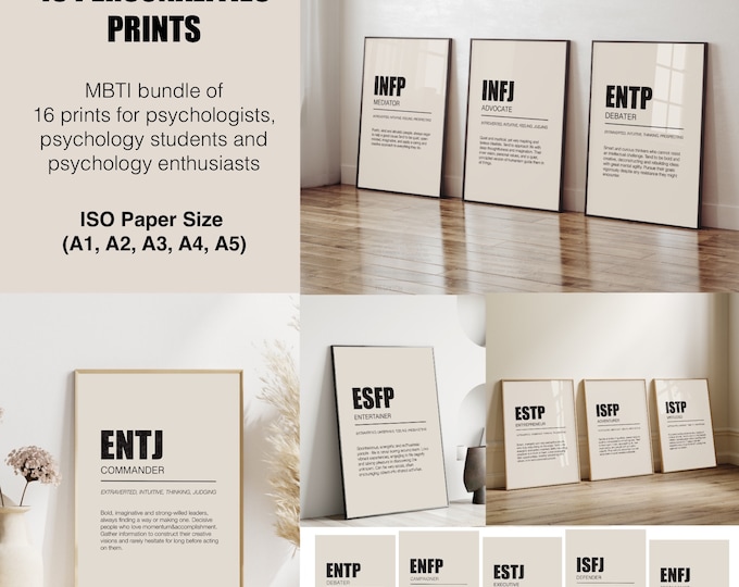 16 Personalities Prints Bundle, MBTI Prints, Psychology Gift ...