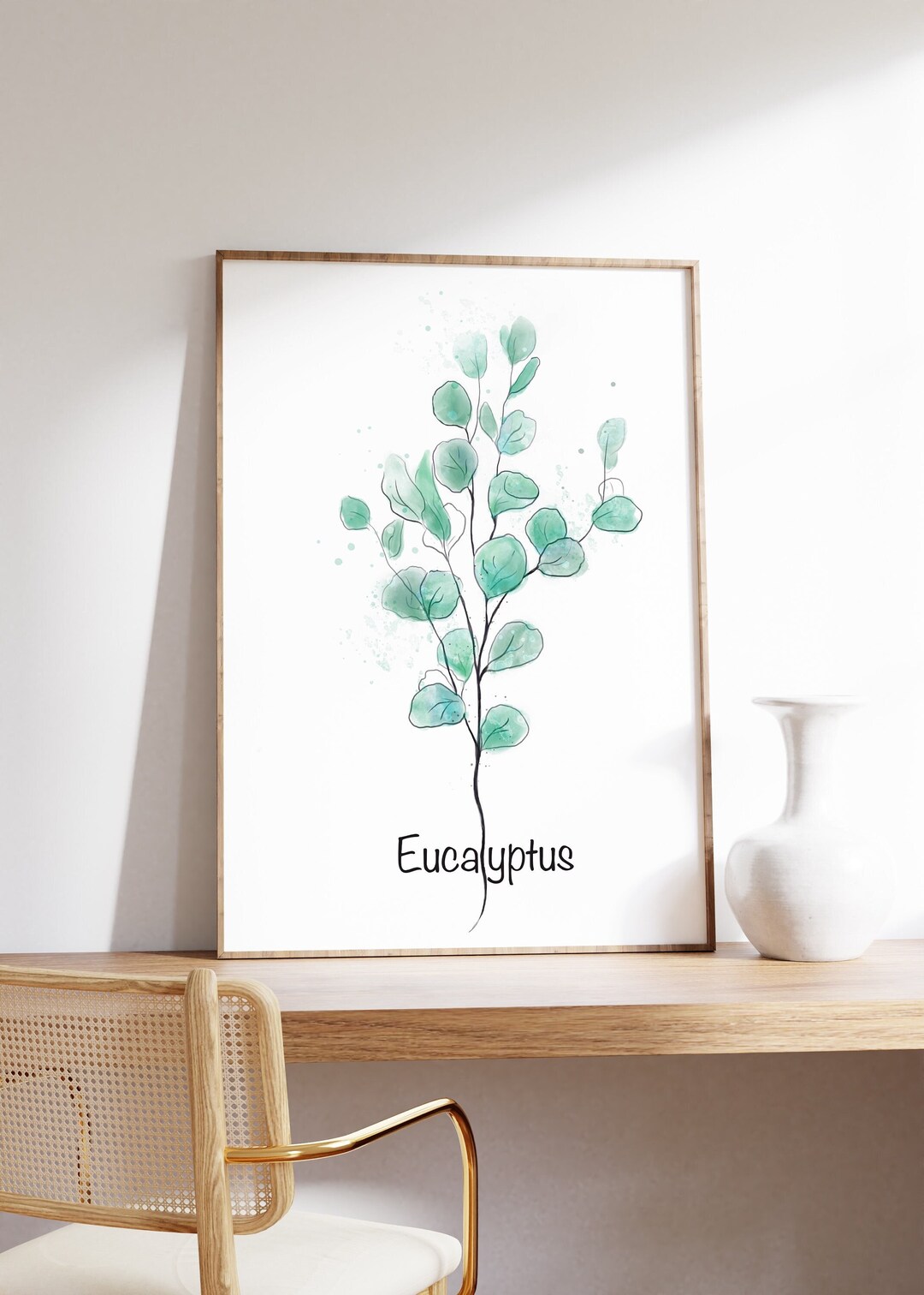 Watercolor Eucalyptus Wall Art, Eucalyptus Minimalist Design Poster ...