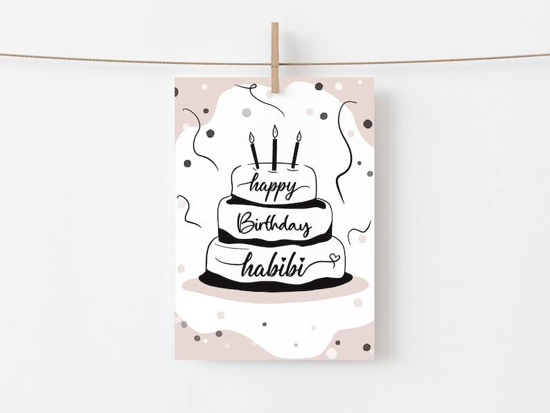 Happy Birthday Habibi Digital Postcard, Happy Birthday Postcard - Etsy