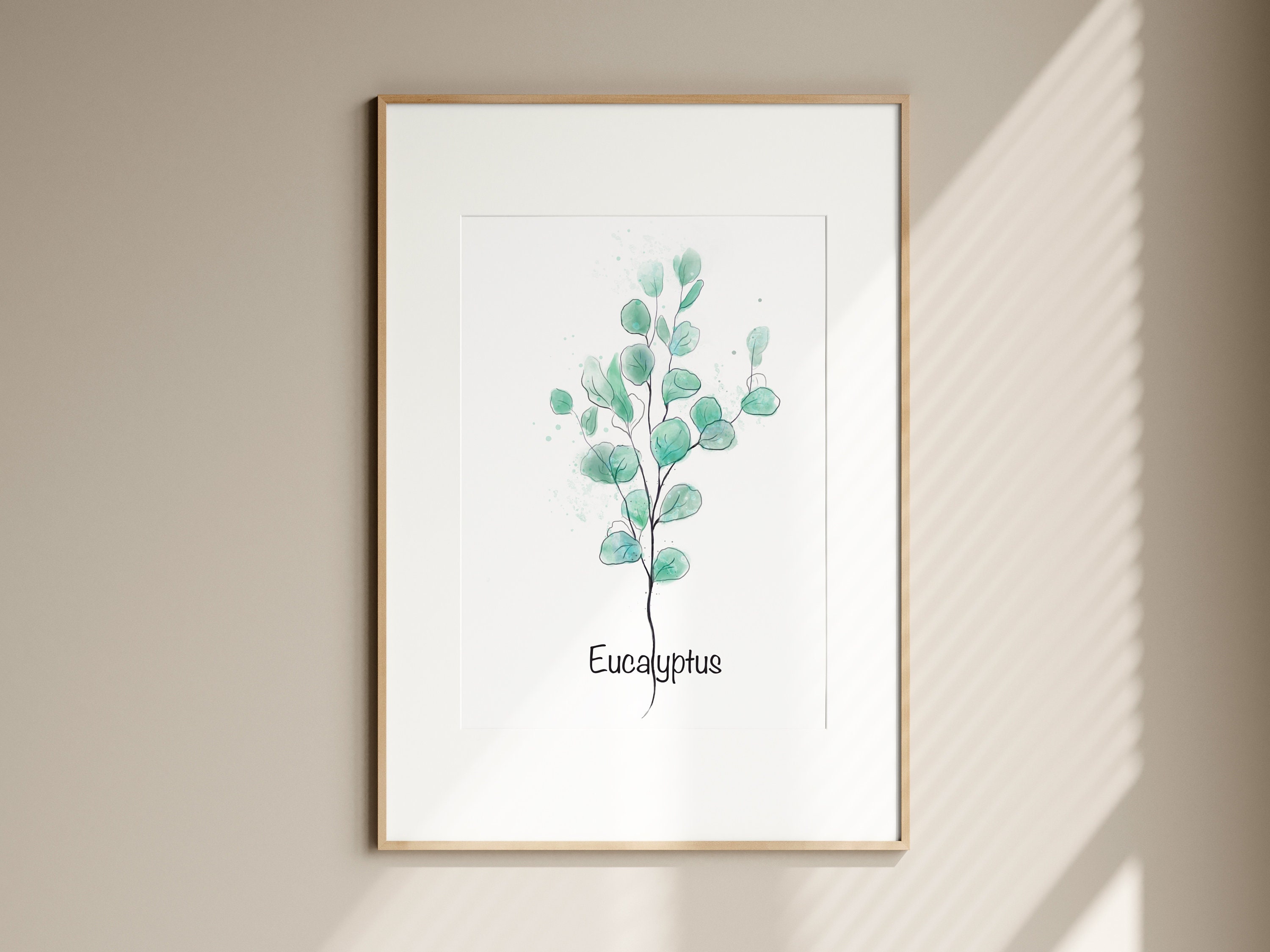 Watercolor Eucalyptus Wall Art, Eucalyptus Minimalist Design Poster ...
