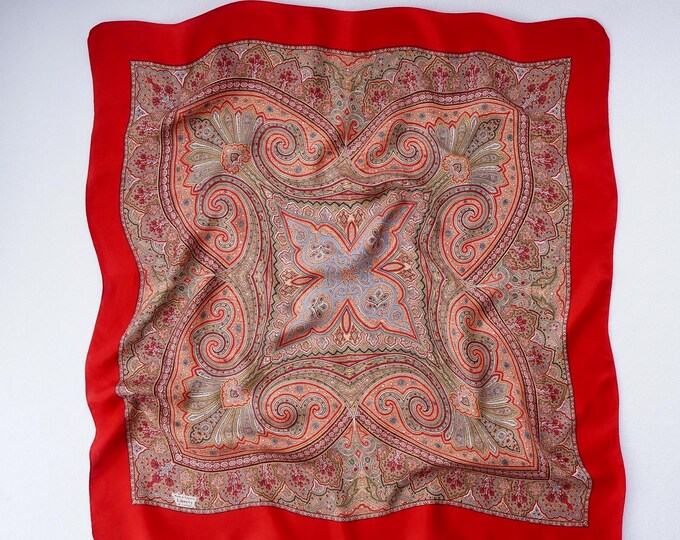 Liberty of London Vintage Silk Scarf Red Paisley Scarf | Square Scarf ...