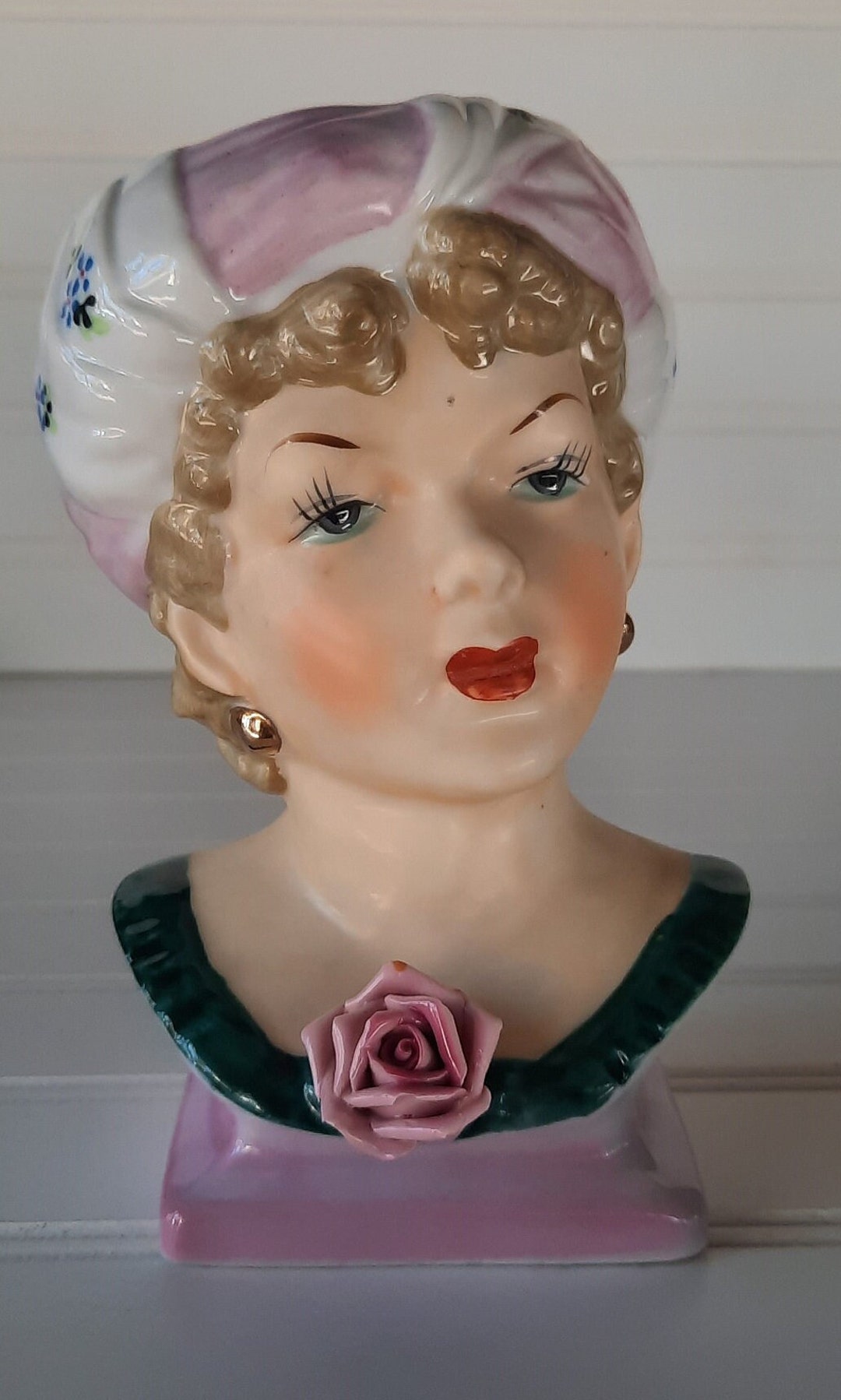Vintage Head Vase,head Vase,turban Lady Head Vase,vintage Napco - Etsy