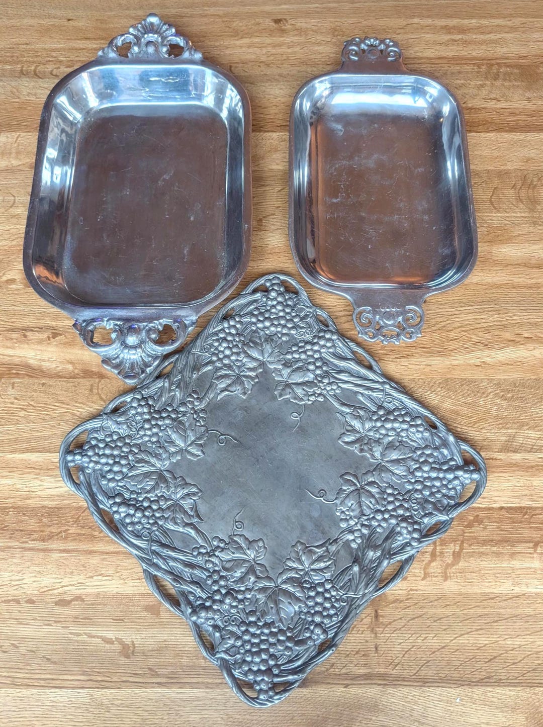 Vintage Serving Trays,baking Dish,charcuterie Tray,pewter Home Decor - Etsy