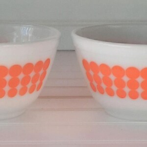 Vintage Pyrex Orange Polka Dot Milk Glass Nesting Mixing Bowl 401 Retro ...