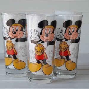 Set of 3 Disney Glasses Featuring Champion Mickey,vintage Disney ...