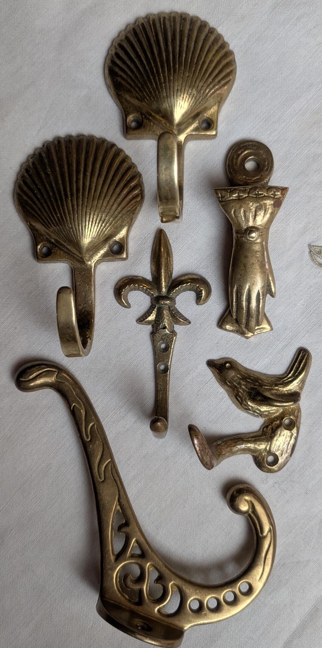 Vintage Brass Wall Hooks,brass Wall Hooks,brass Towel Hooks,brass Wall ...