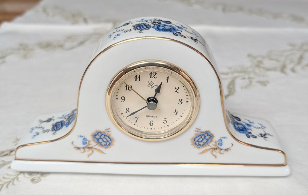 Vintage Elgin Ceramic Mantle Clock,vintage Clock,ceramic Mantle Clock ...