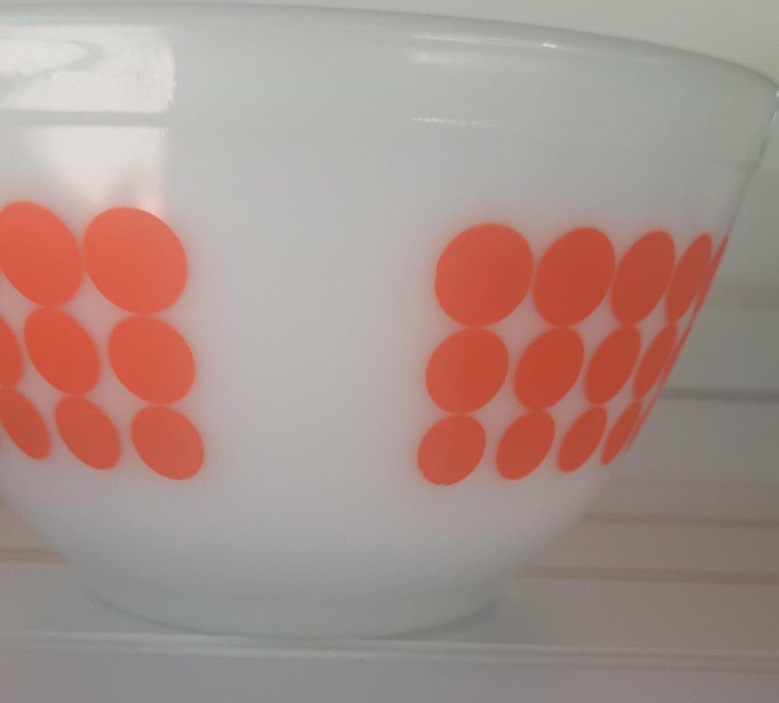 Vintage Pyrex Orange Polka Dot Milk Glass Nesting Mixing Bowl 401 Retro ...