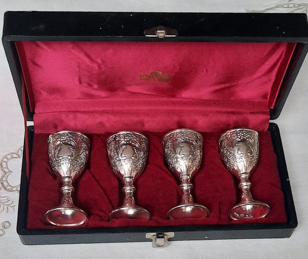 Vintage Corbell Silver Plated Cordial Cups - 1960s Floral Set - Etsy
