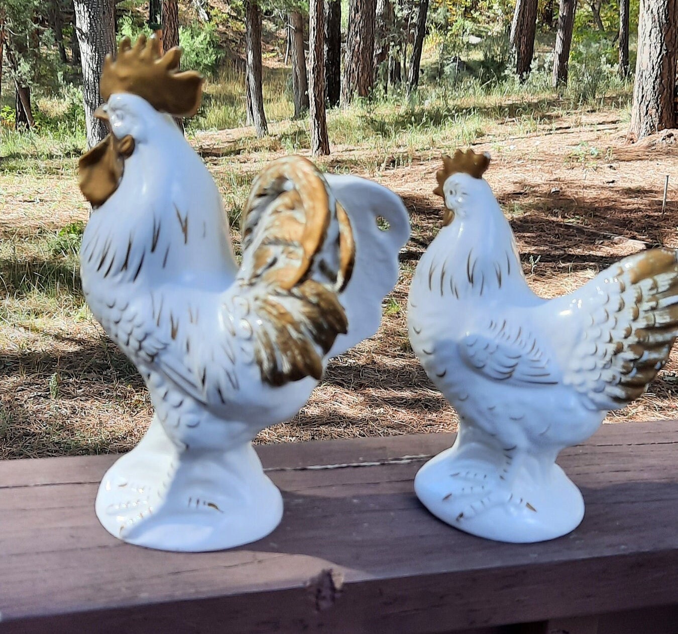Vintage Lefton Porcelain Rooster and Hen - Etsy