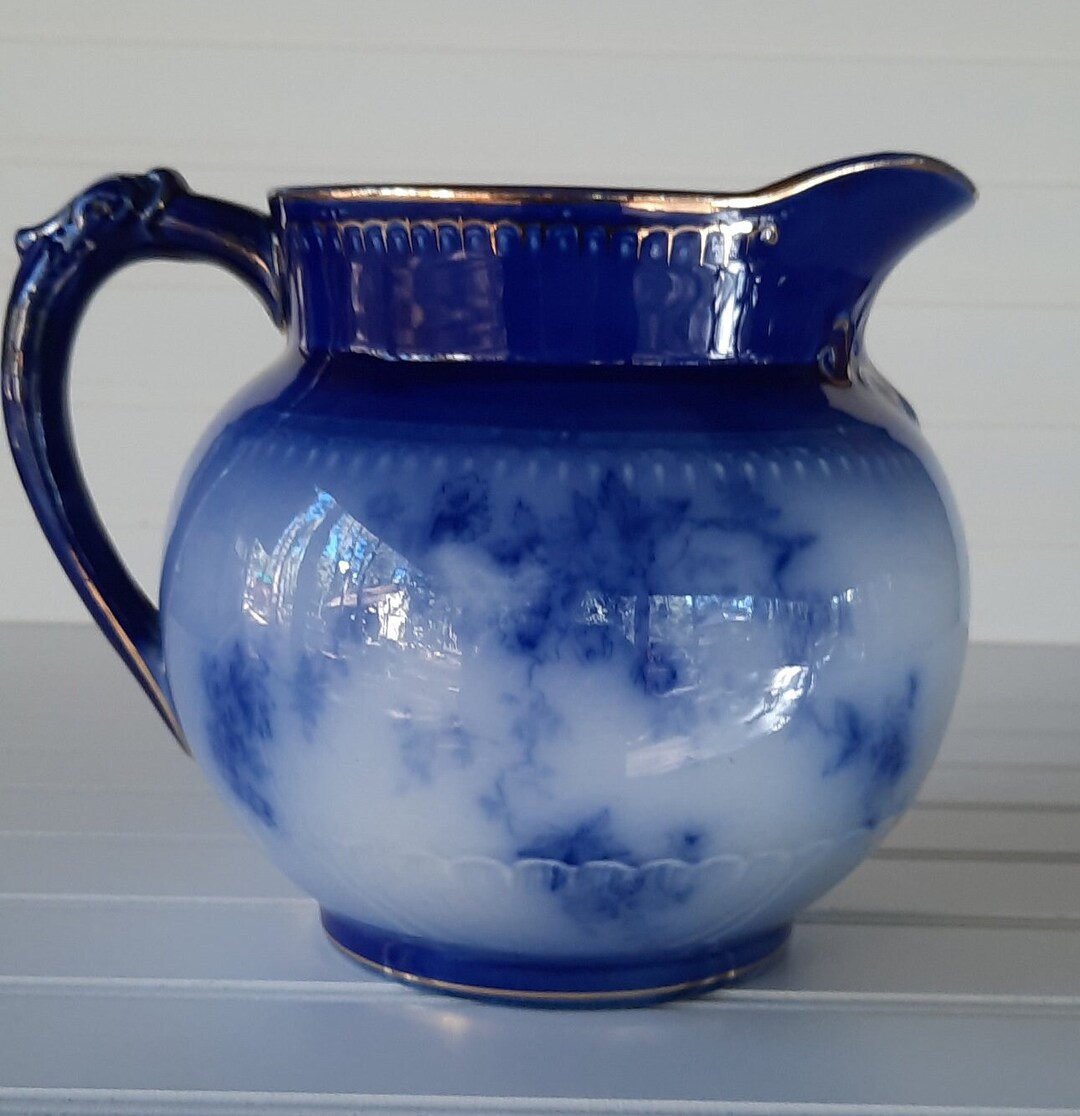 Antique Wheeling Pottery Flow Blue Pitcher by Labelle China - Etsy