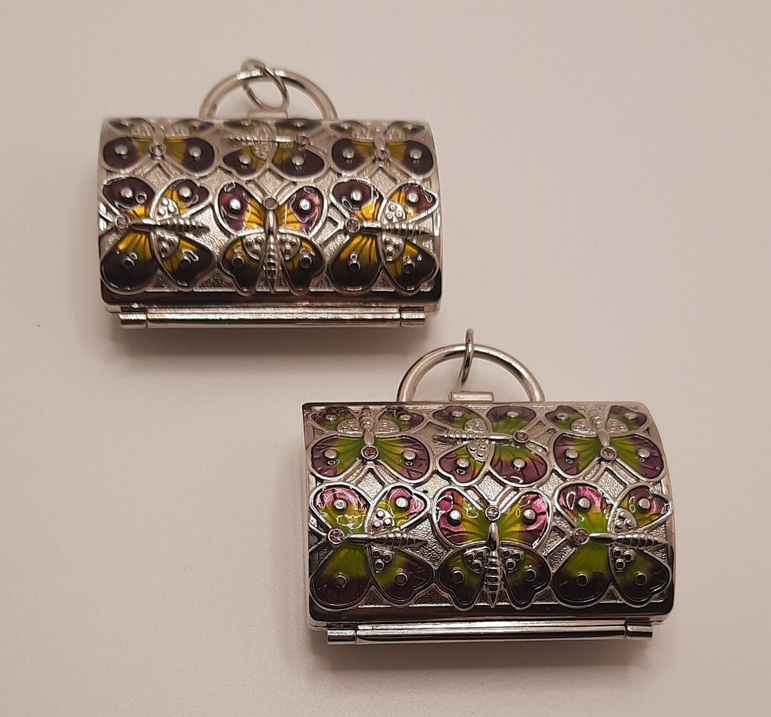 Vintage Judith Leiber Neiman Marcus Enamel Butterfly Trinket Box /pill ...