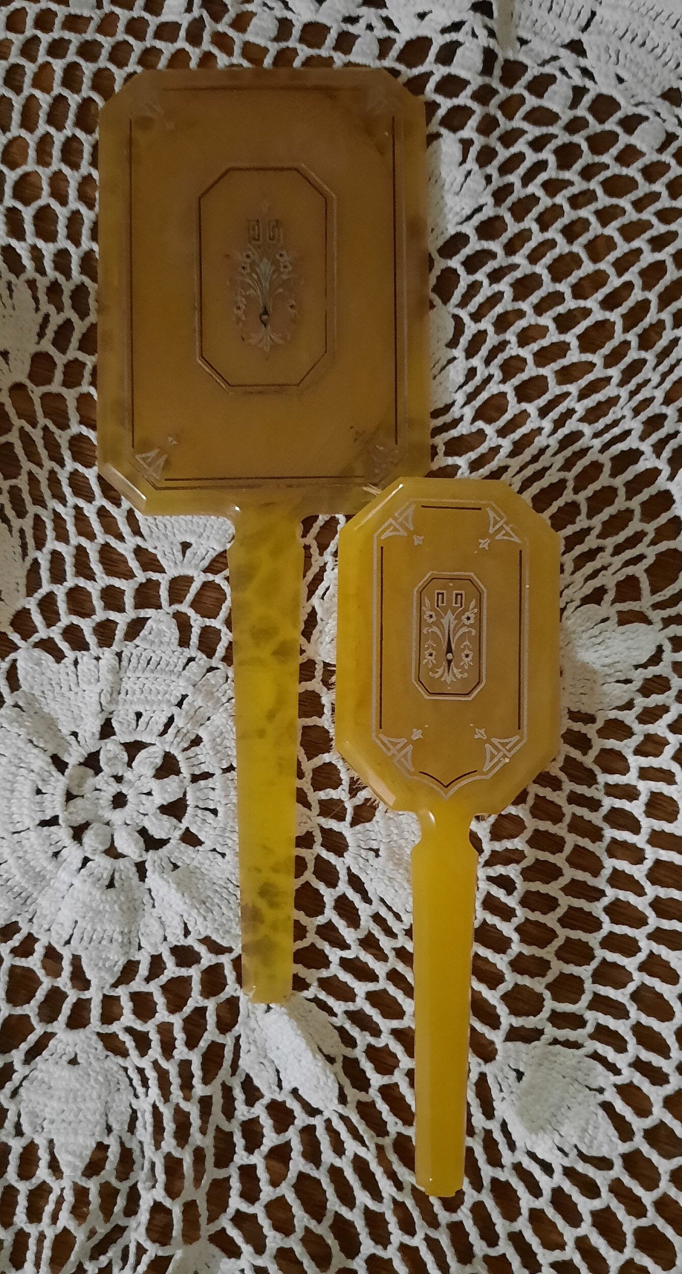 Vintage Bakelite Art Deco Yellow Celluloid Vanity Set - Etsy